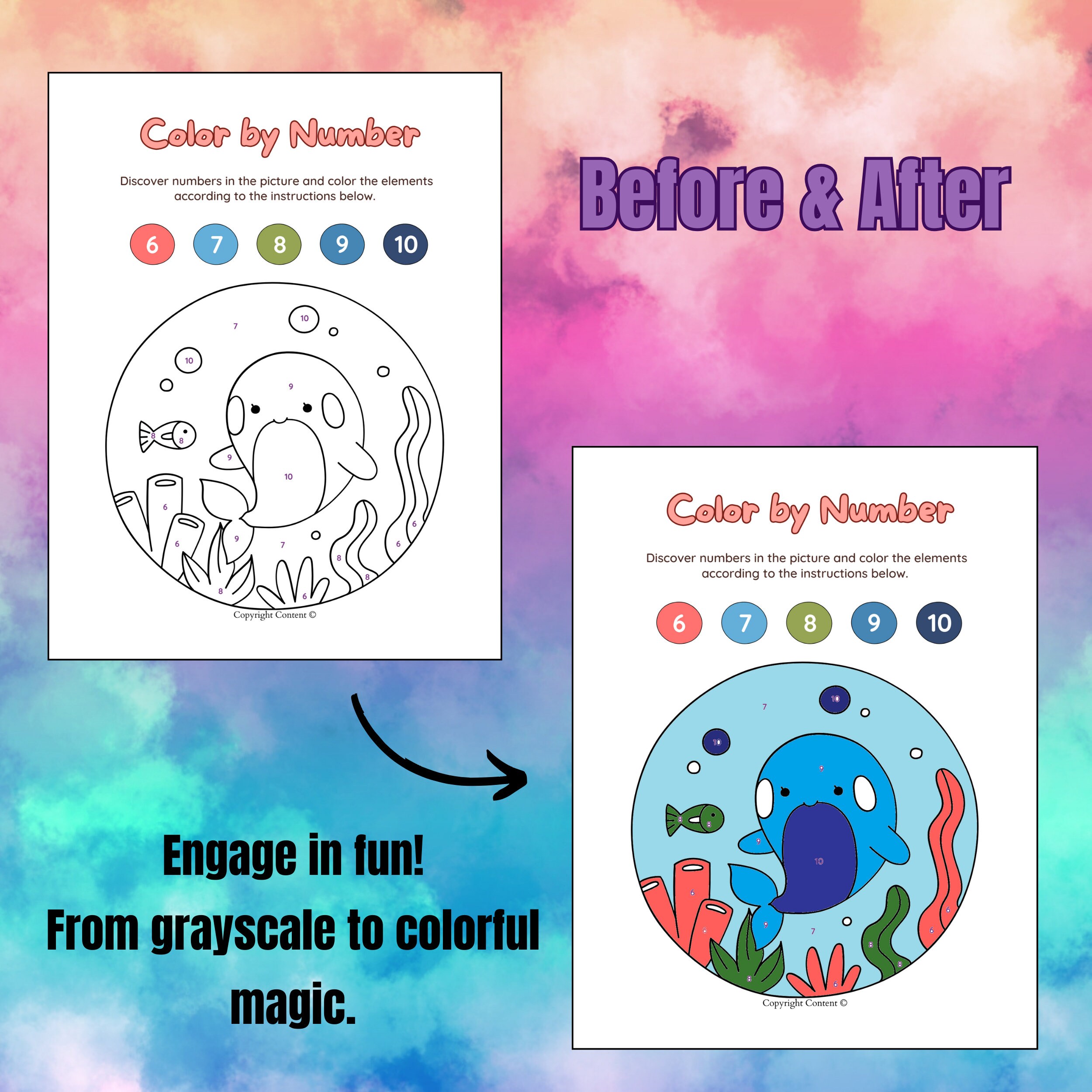 25 Printable Color by Number Pages With Animals for Kids - Etsy