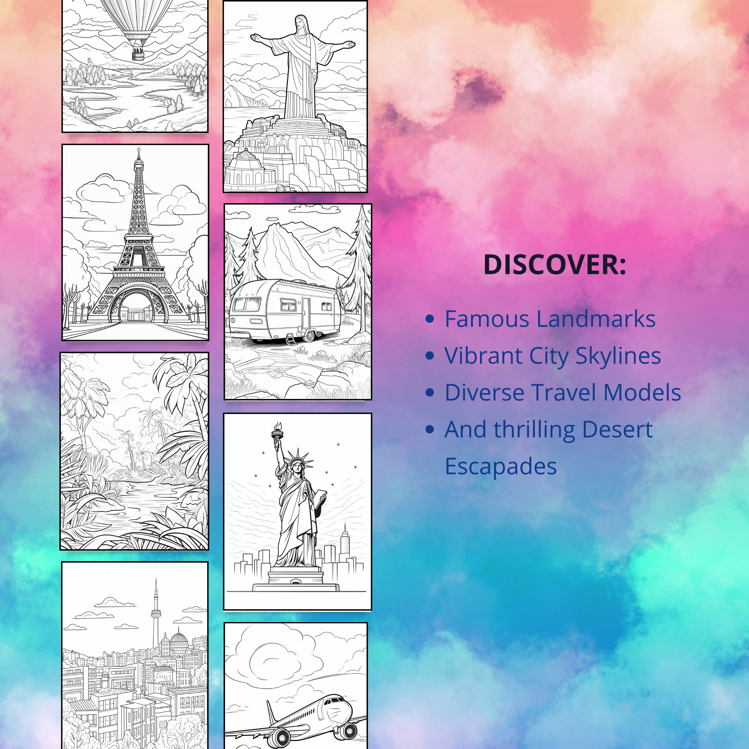 Printable Travel Coloring Pages - Etsy Canada