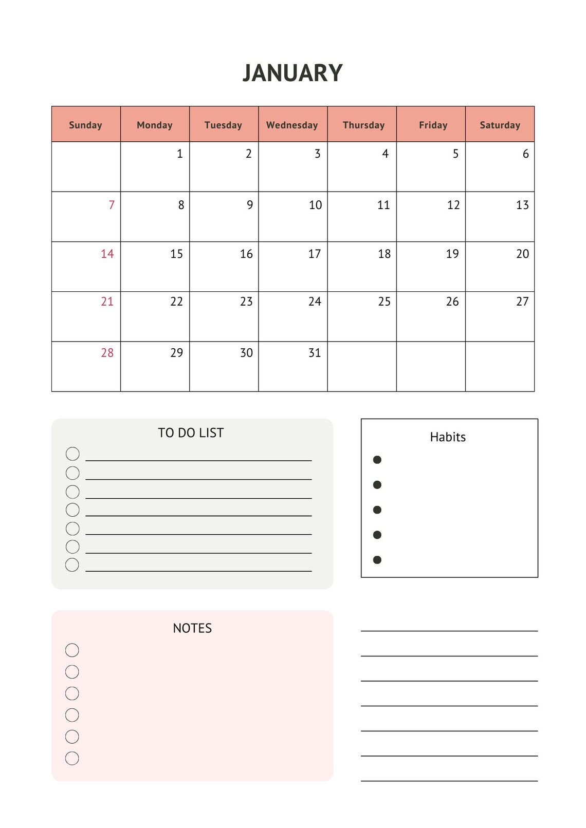 Printable 2024 Minimalist Calendar Monthly Planner 2024 Plain Style - Etsy