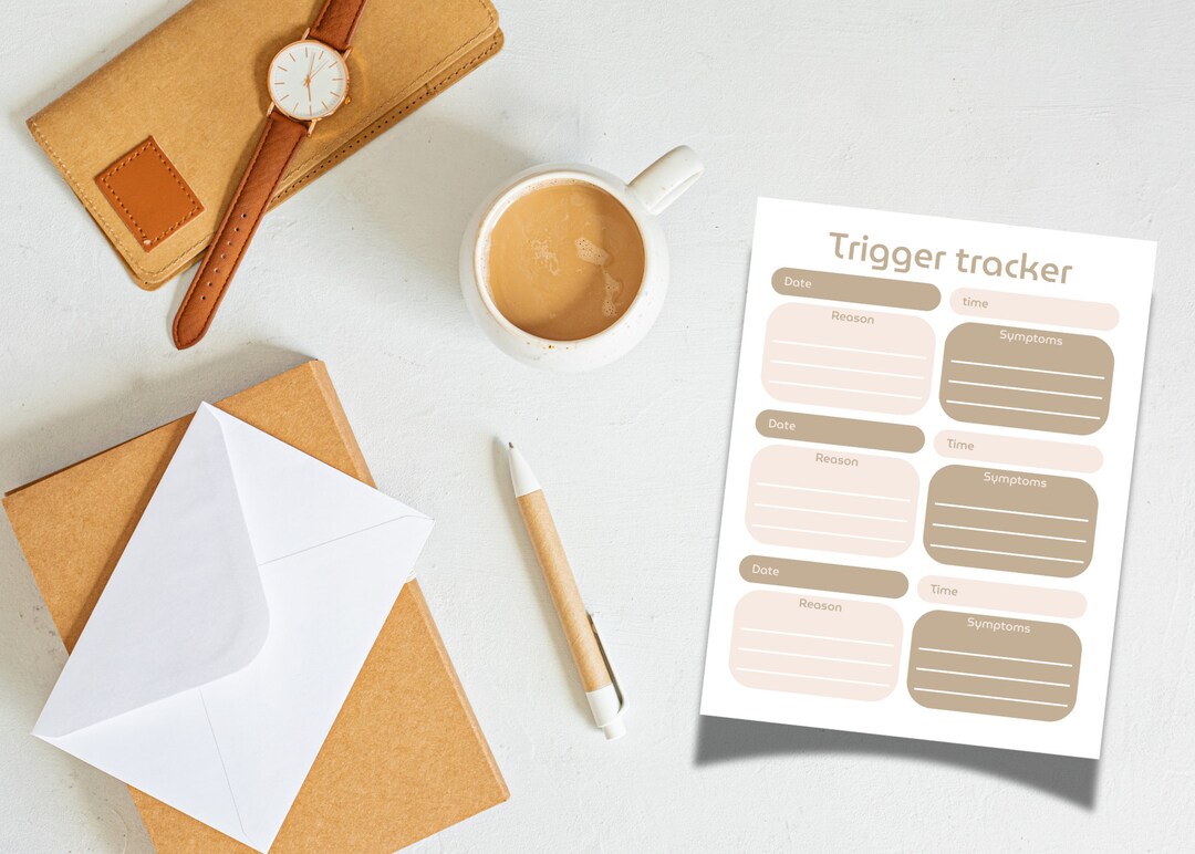 Trigger Tracker Planner Template, Single Page PDF, Mental Health ...