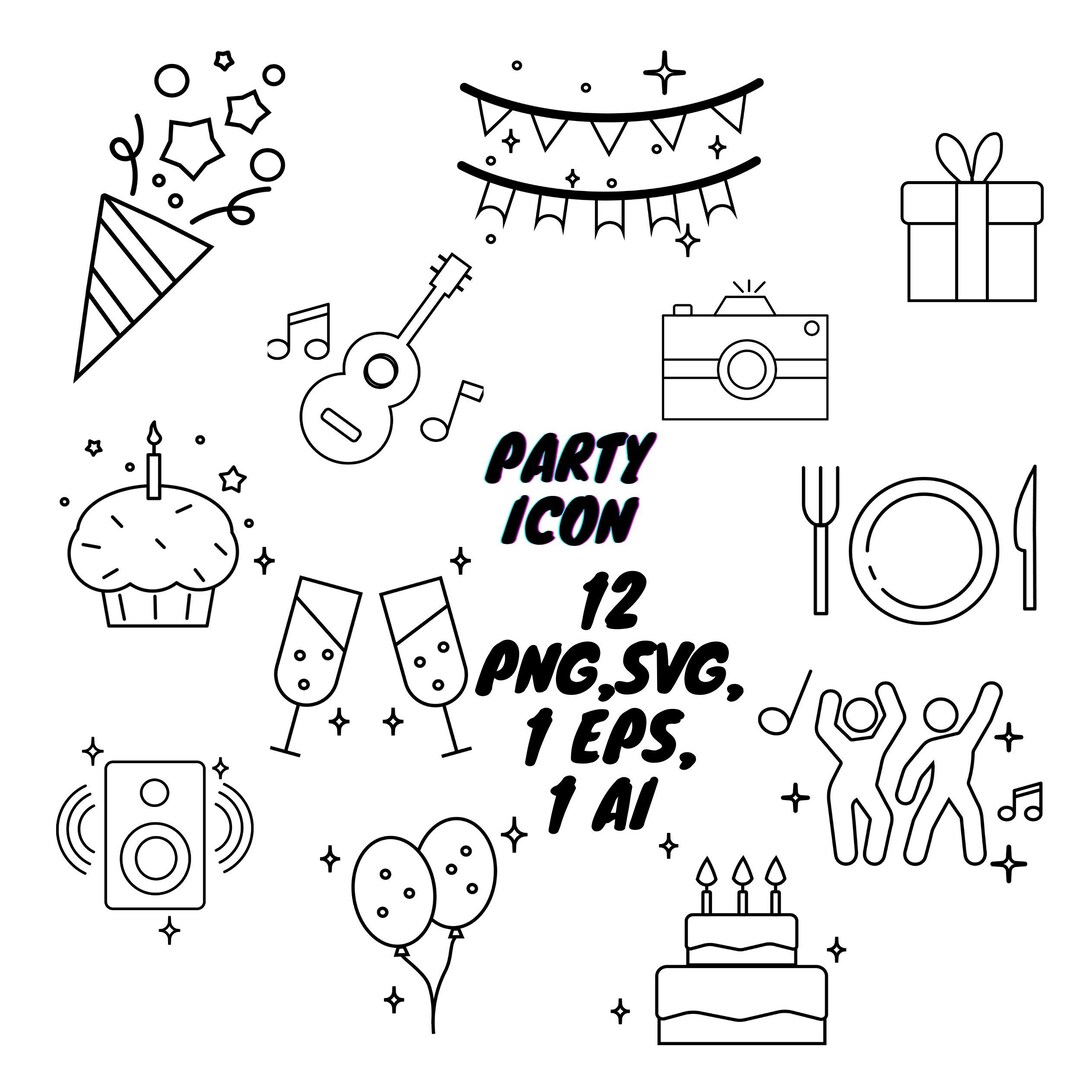 PARTY Icons SVG , PNG , Eps Set of Clip Art With Illustrations, Icons ...