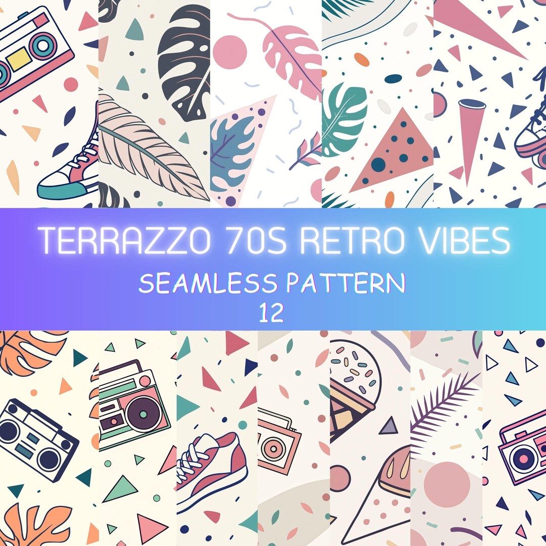 Terrazzo 70s Retro Vibes Pattern Digital Papers 70s Retro Vibes Digital ...