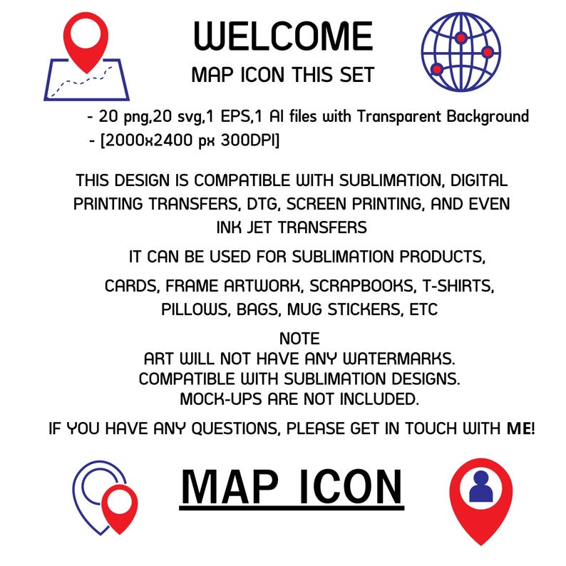 MAP Icons SVG , PNG , Eps Set of Clip Art With Illustrations, Icons ...