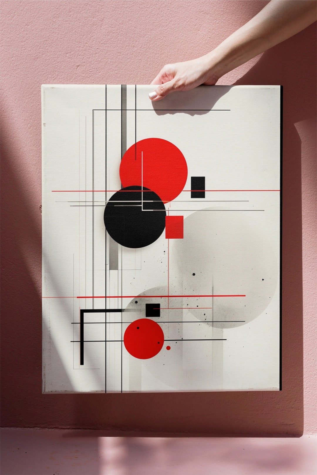 Abstracto De Líneas Y Círculos Rojo Y Negro - Etsy