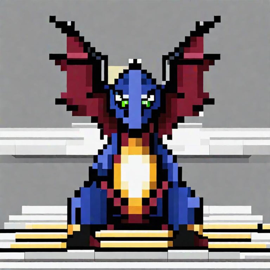 Blue Dragon Pixel Art - Etsy