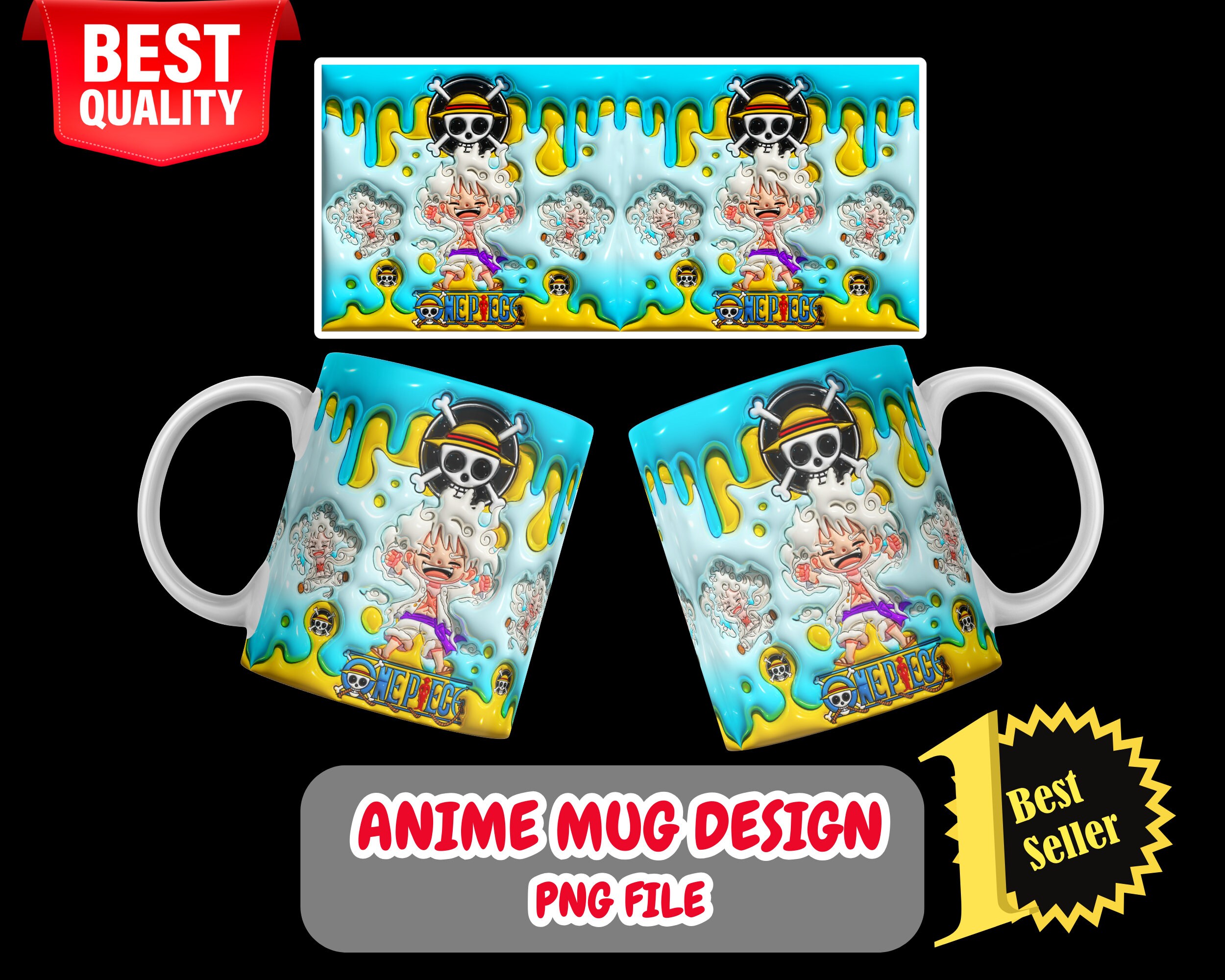 3D Anime Mug Wrap Design Mug Sublimation Anime Mug Wrap Mug Wrap PNG ...