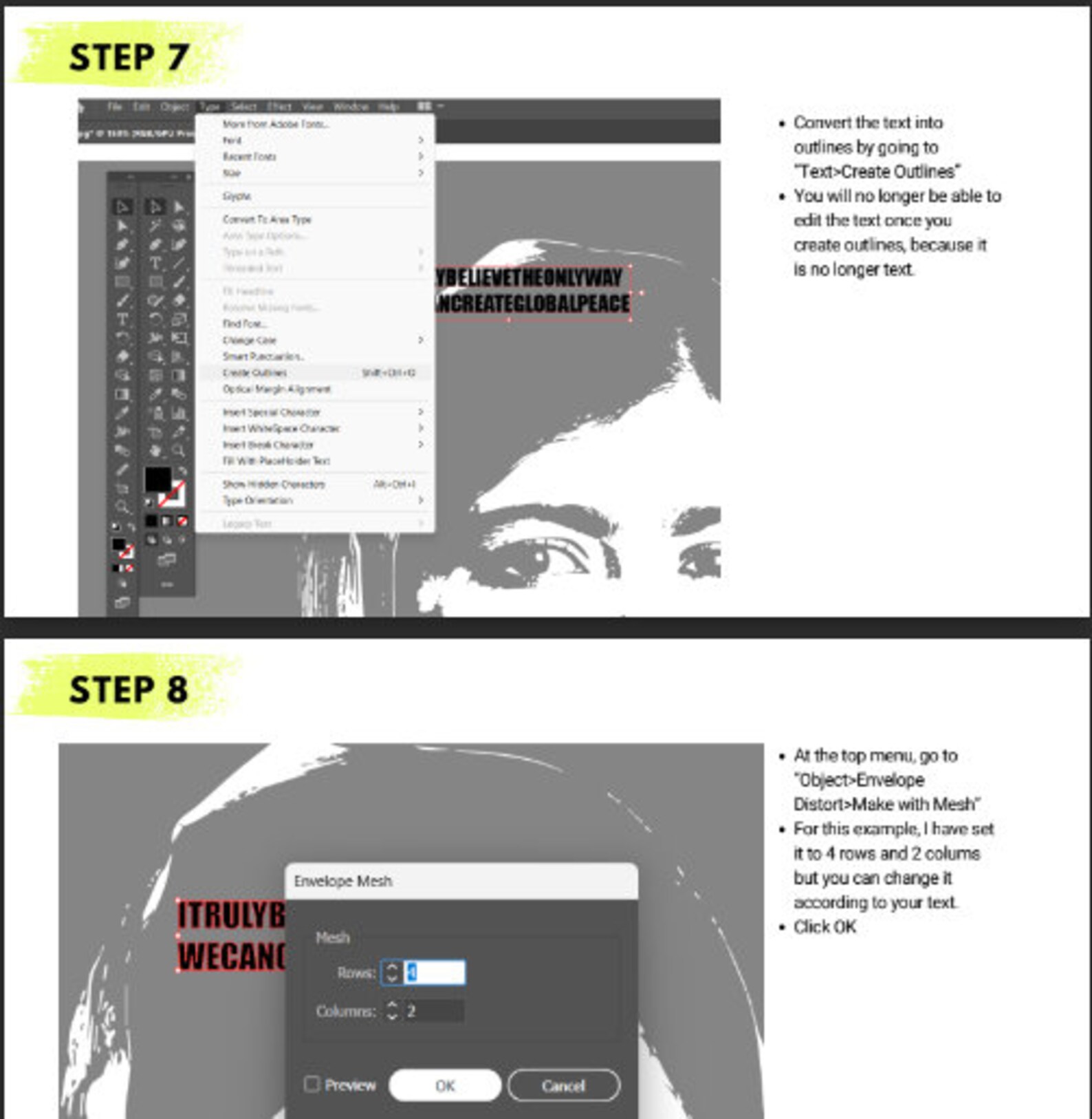Typographic Portrait Adobe Illustrator-graphic Arts Middle High School ...