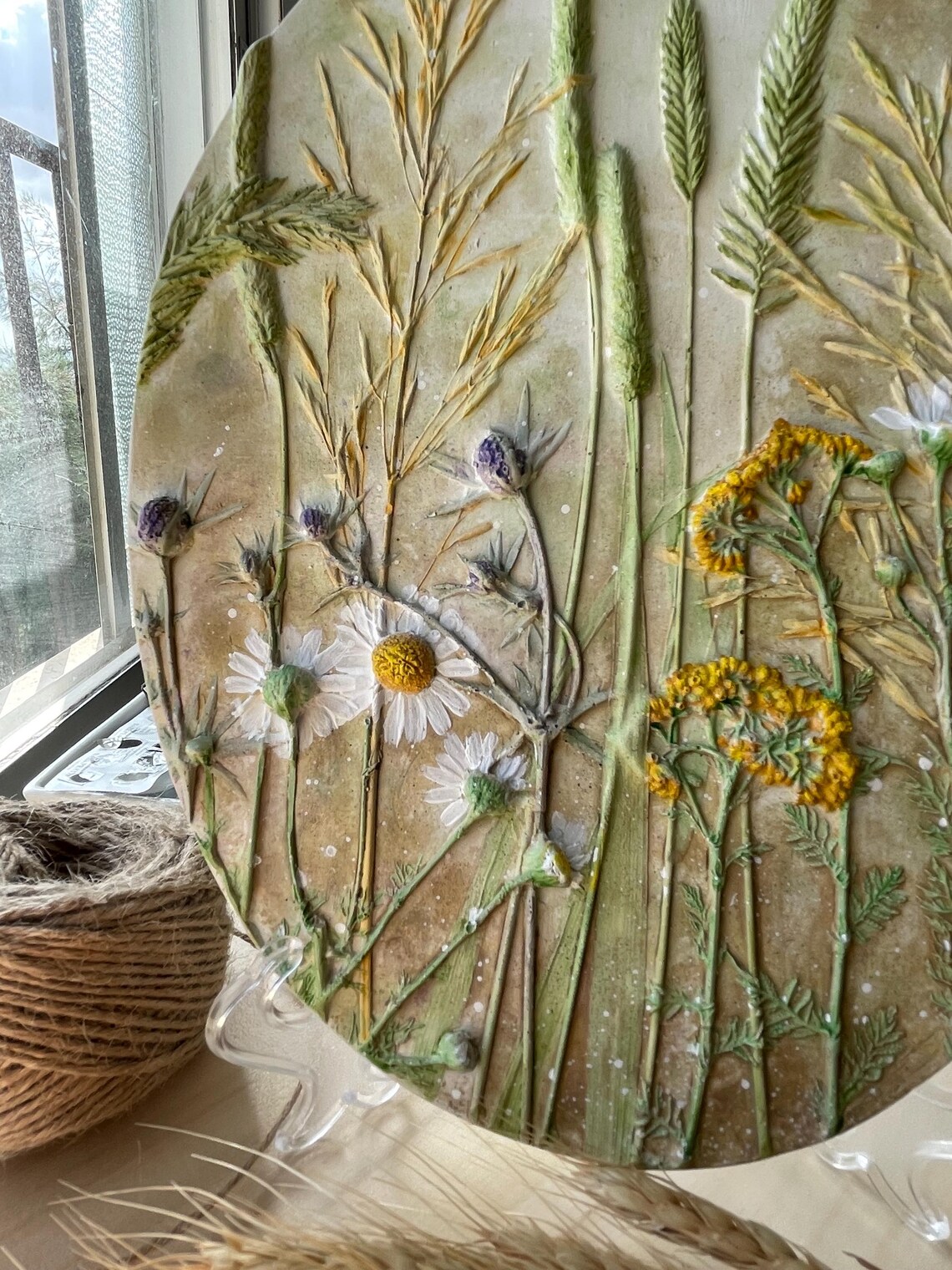 Handmade Gypsum Botanical Bas-relief With Real Wildflowers | Eco ...