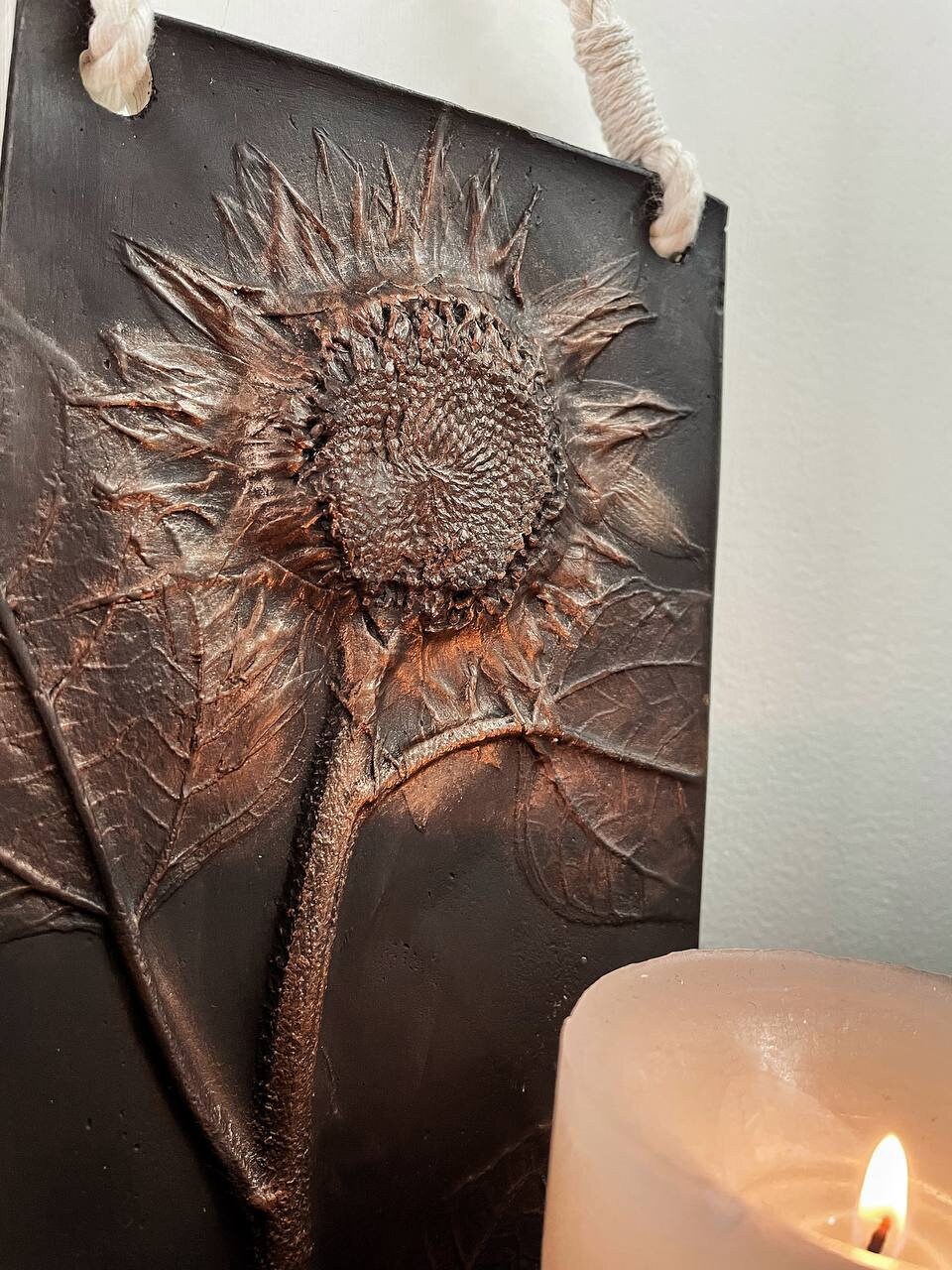 Sunflower Bas-relief Hand-painted Botanical Relief With Sunflower ...