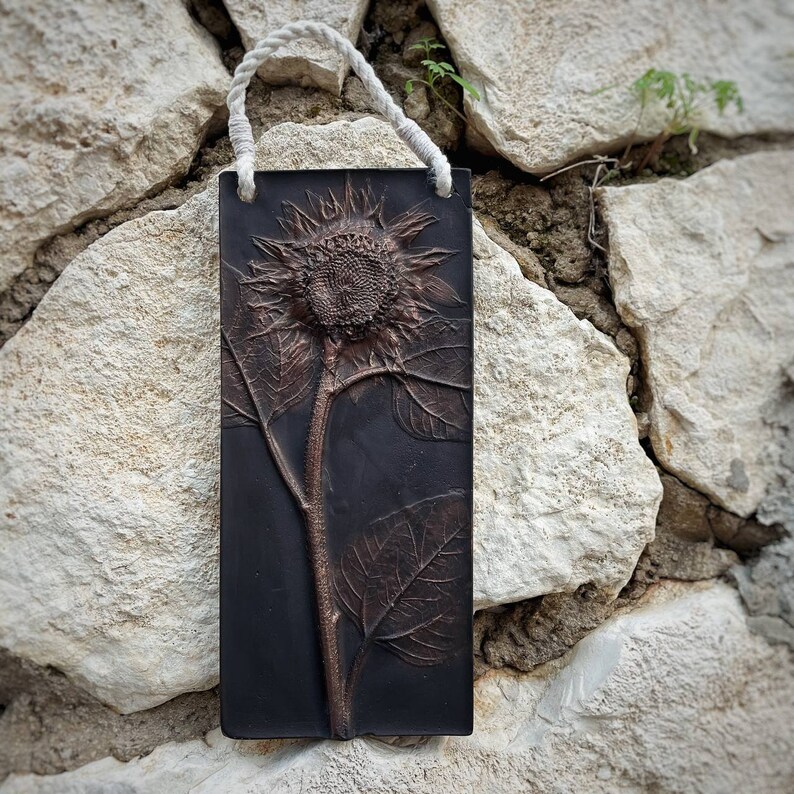 Sunflower Bas-relief Hand-painted Botanical Relief With Sunflower ...