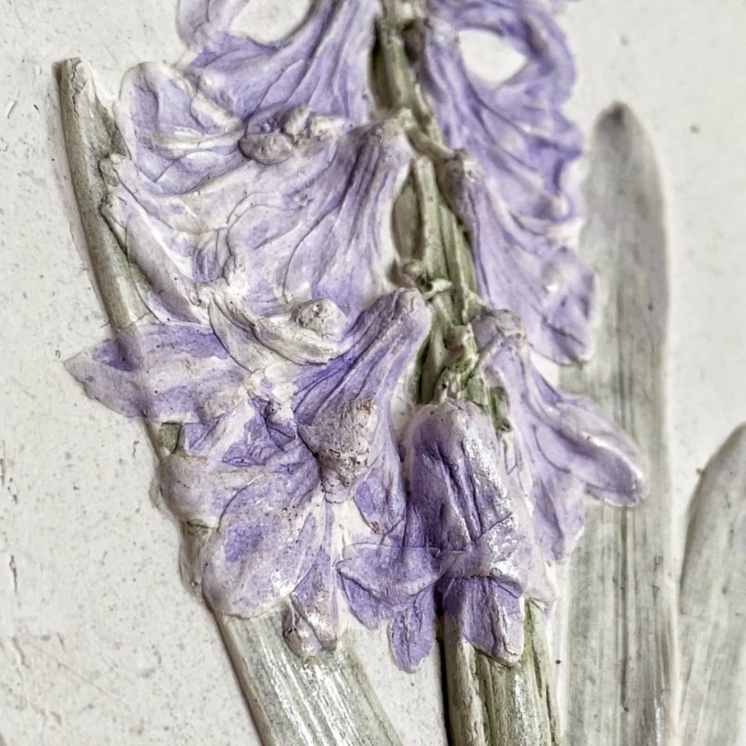Handmade Hyacinth Botanical Relief | Stone Edge Simulation | Bas-relief ...