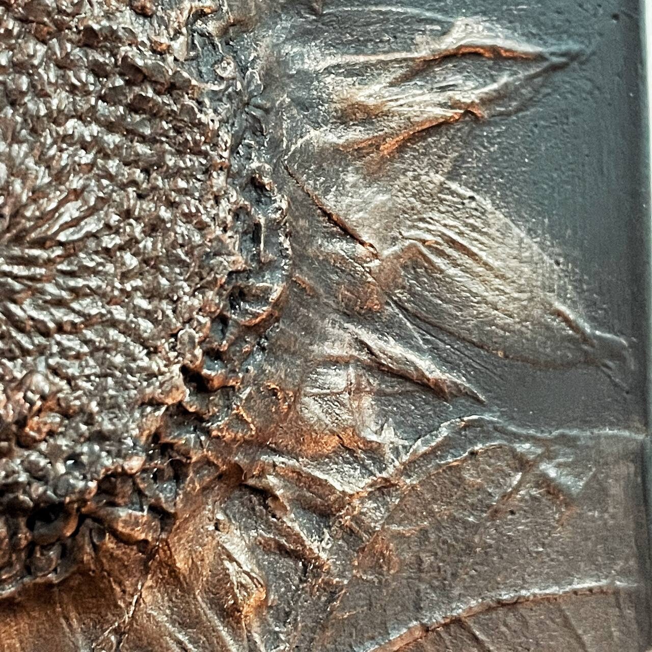 Sunflower Bas-relief Hand-painted Botanical Relief With Sunflower ...