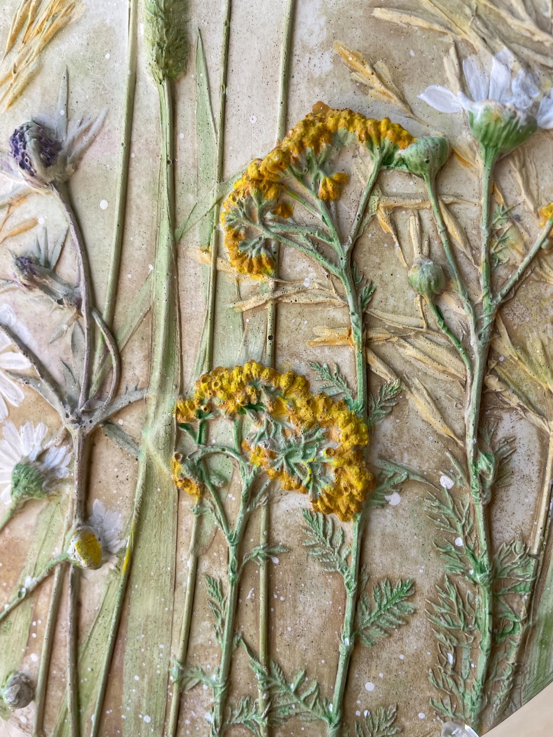 Handmade Gypsum Botanical Bas-relief With Real Wildflowers | Eco ...