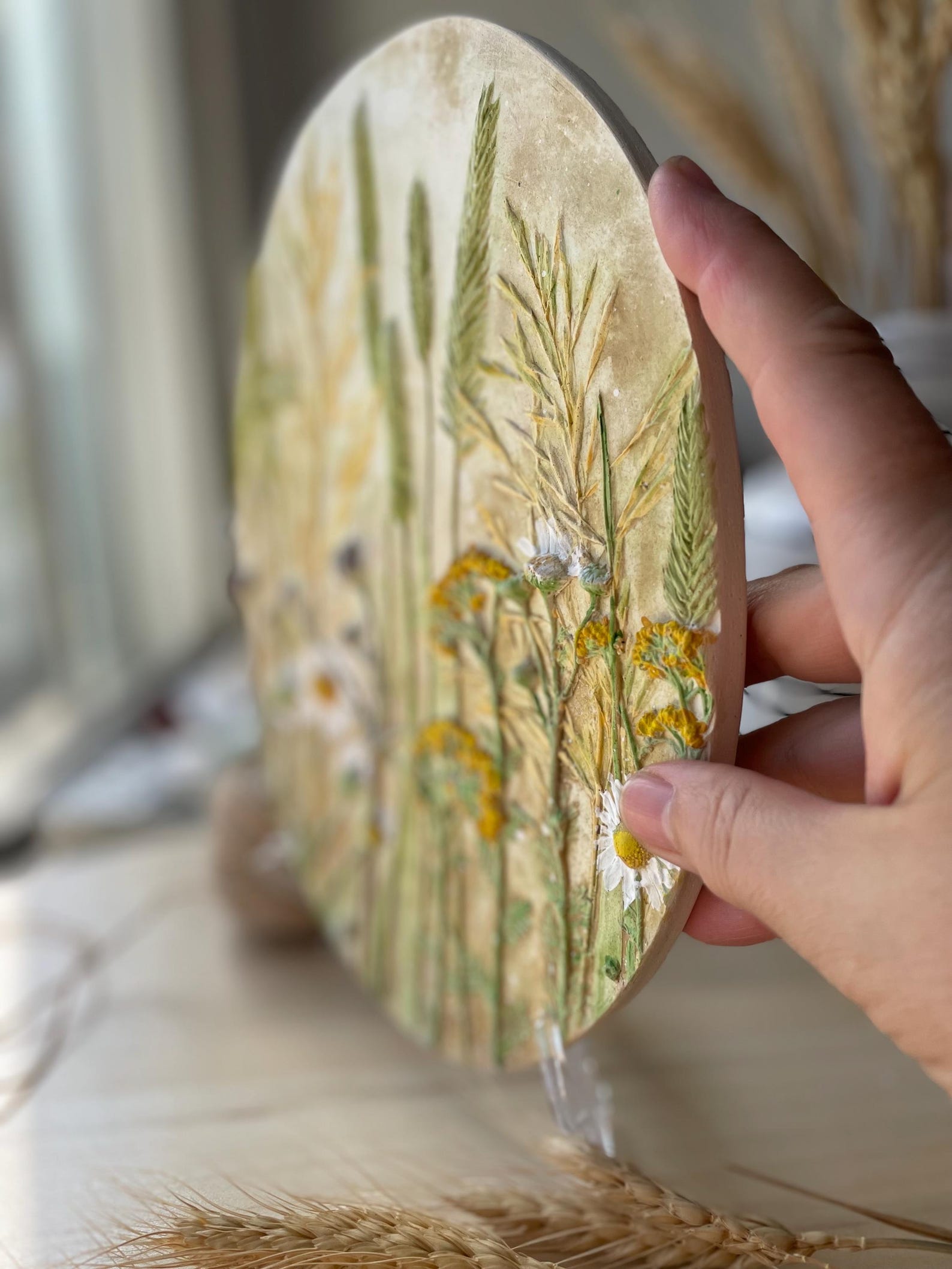 Handmade Gypsum Botanical Bas-relief With Real Wildflowers | Eco ...