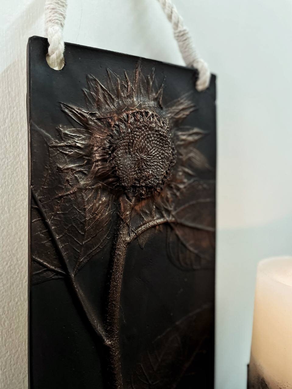 Sunflower Bas-relief Hand-painted Botanical Relief With Sunflower ...