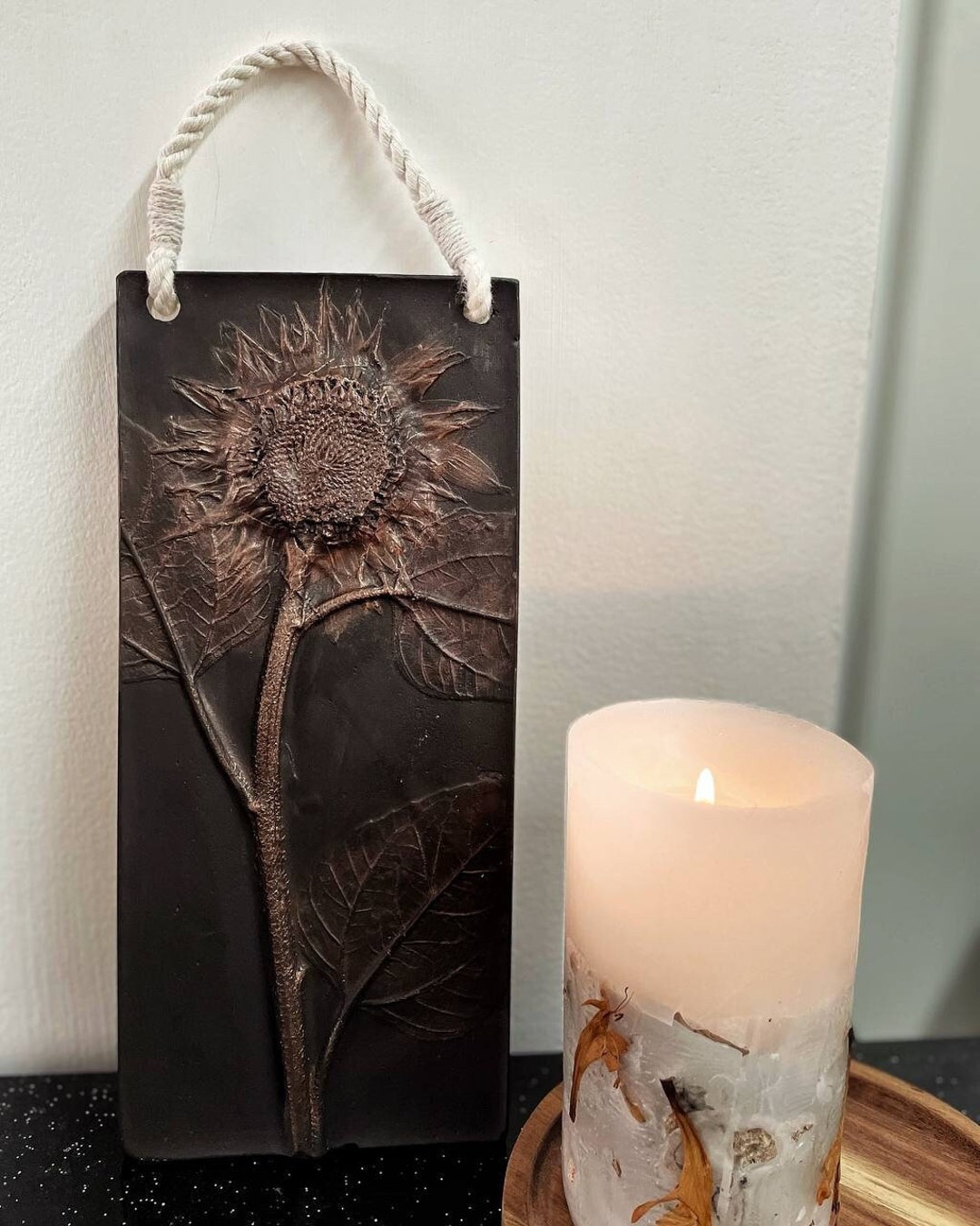 Sunflower Bas-relief Hand-painted Botanical Relief With Sunflower ...