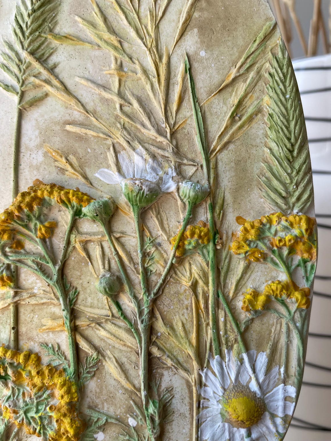 Handmade Gypsum Botanical Bas-relief With Real Wildflowers | Eco ...