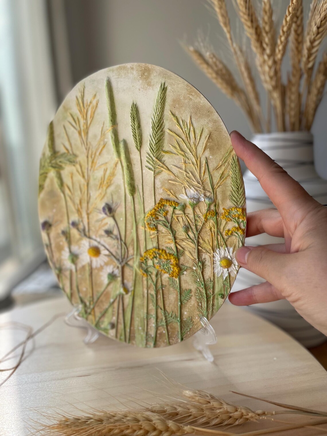 Handmade Gypsum Botanical Bas-relief With Real Wildflowers | Eco ...