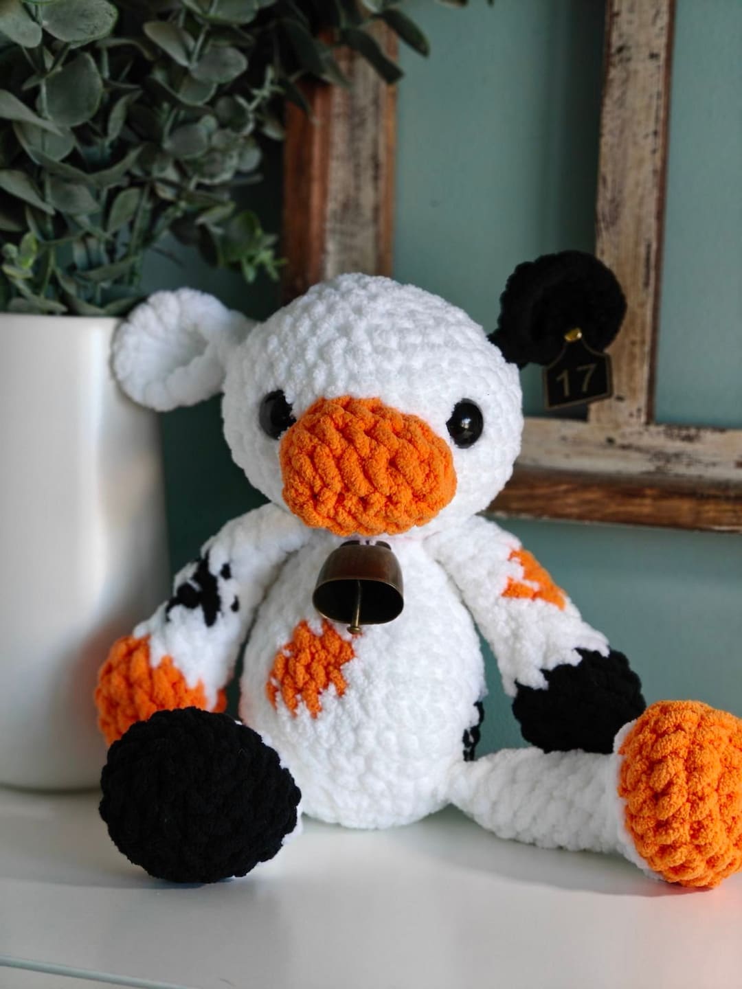 Crochet Cow Plushie, Orioles Cow, Colton Cow, "cow"ser Plushie, Stuffed ...