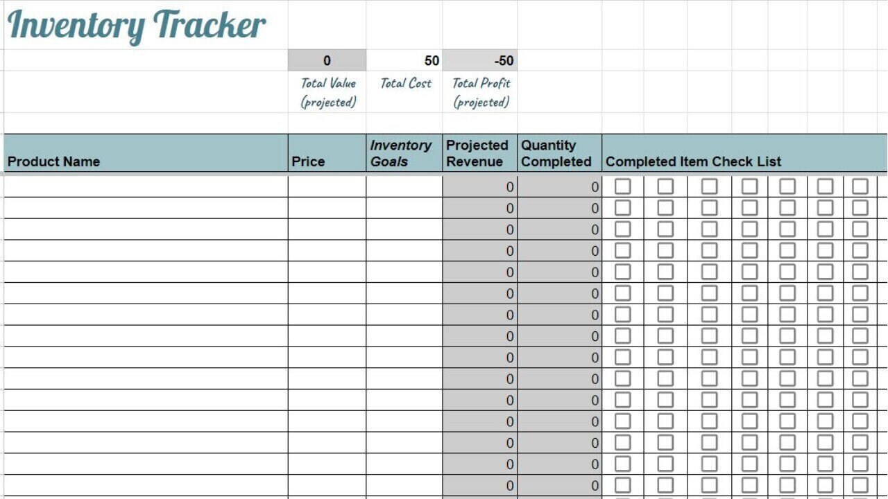 Inventory Tracker Template | Market Prep Tracker | Inventory Tracker ...