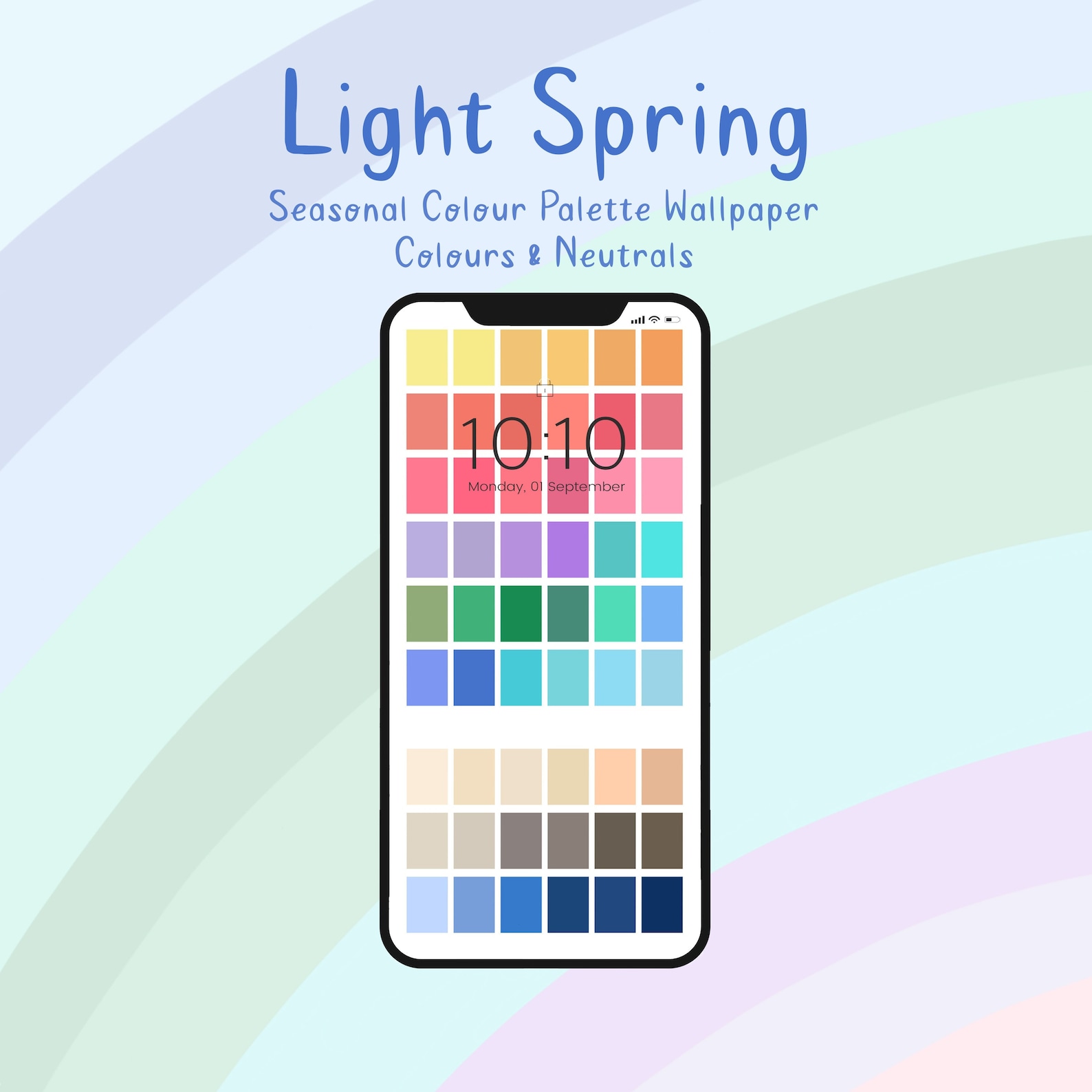 Light Spring Seasonal Colour Analysis Mobile Phone Wallpaper Swatches ...