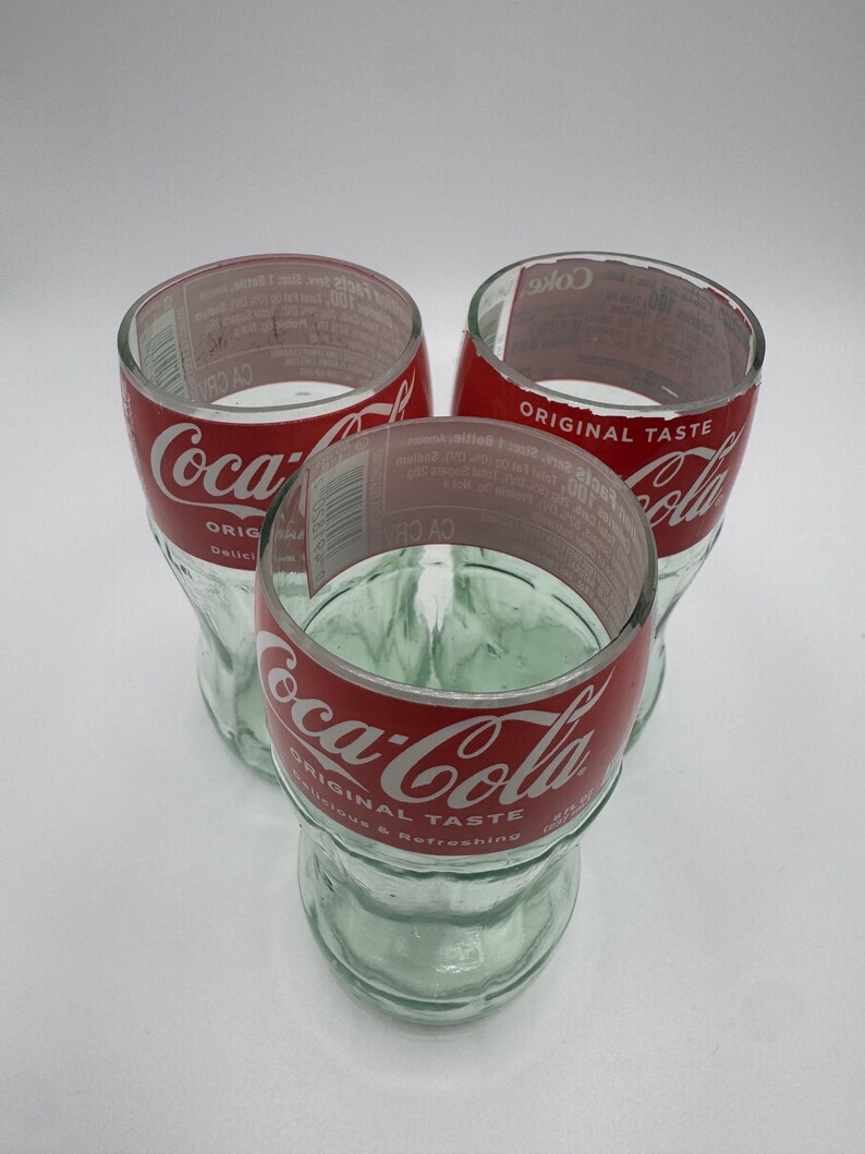 Set of 3 Recycled Coca Cola Bottle Drinking Glasses, Coca Cola Glasses ...