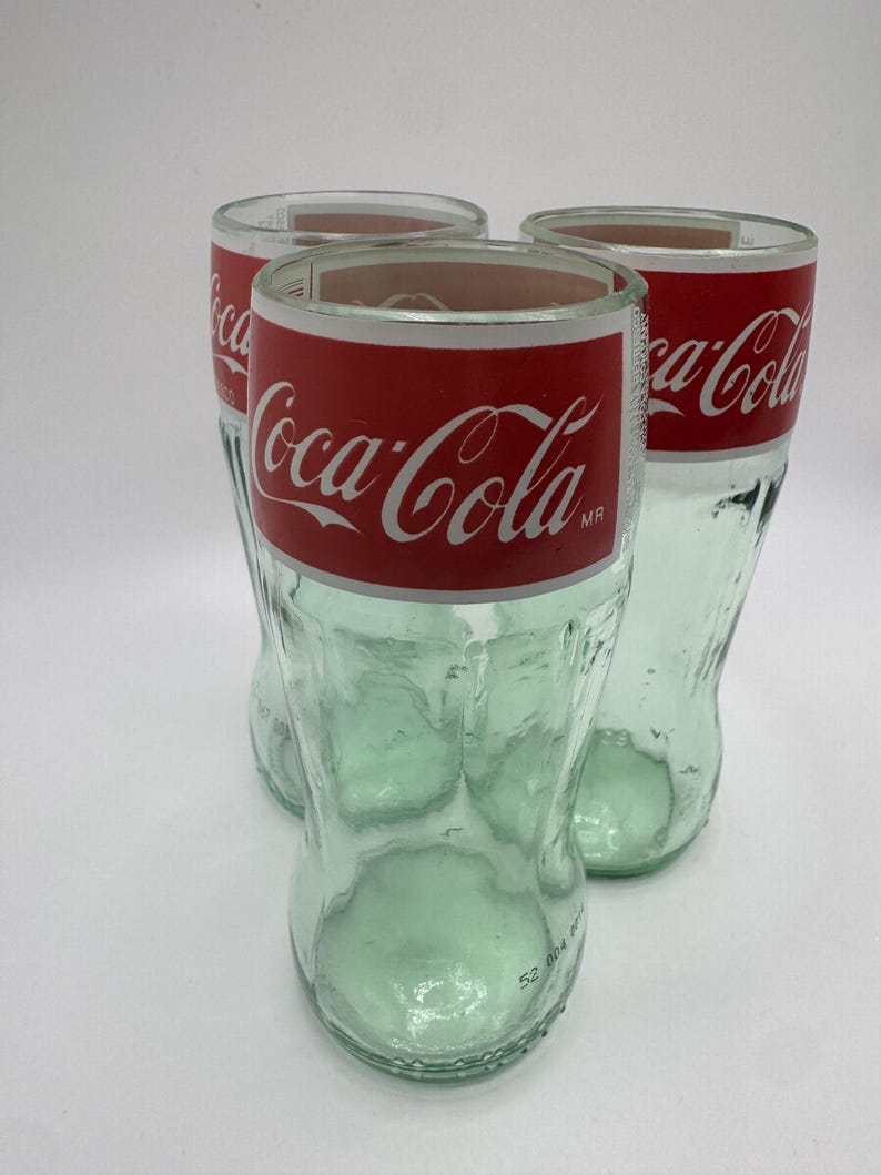 Set of 3 Drinking Recycled Coke Classic Bottles, Eco Friendly Upcycled ...