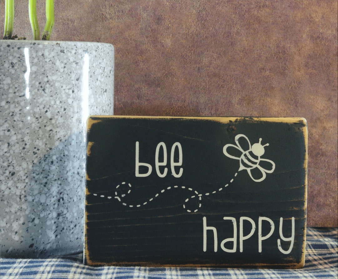 Handcrafted Bee Happy Wooden Sign - Etsy