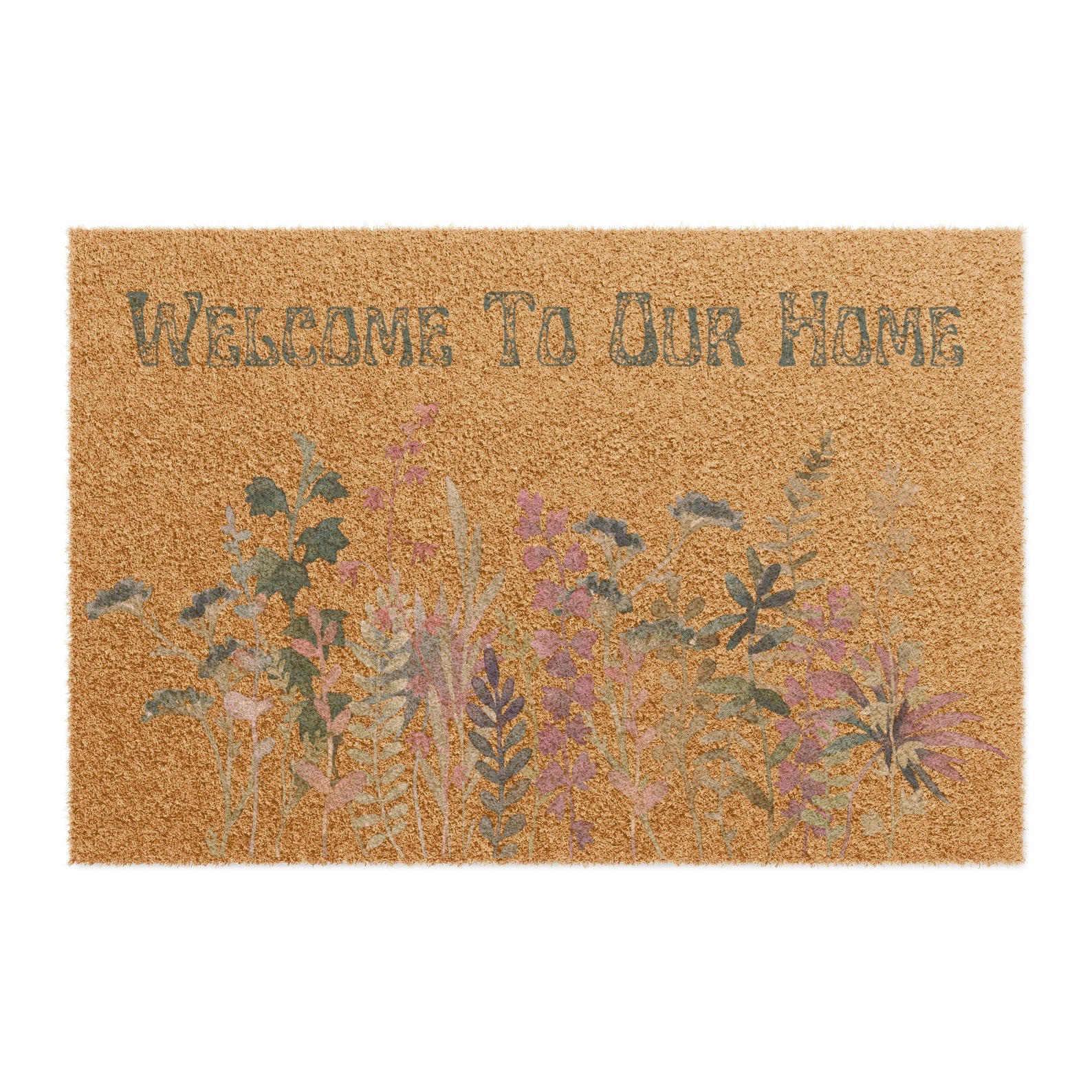 Floral Welcome Mat, Welcome to Our Home Doormat, Wildflower Welcome Mat ...