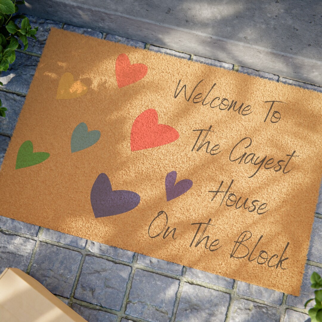Gayest House on the Block Doormat, LGBTQ Pride Welcome Mat - Etsy
