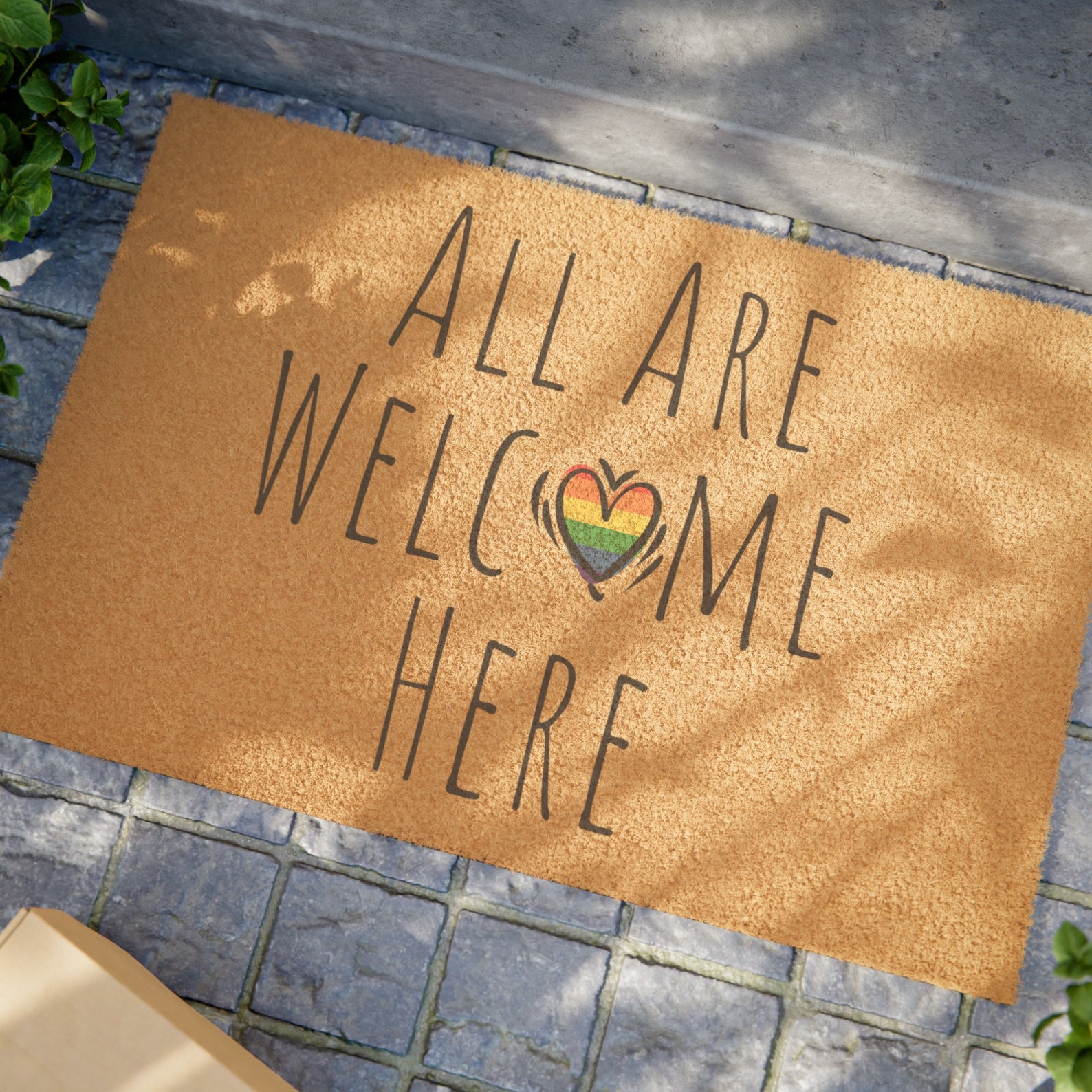 Gay Welcome Mat, All Are Welcome Here Doormat, LGBTQ Doormat, Equality ...