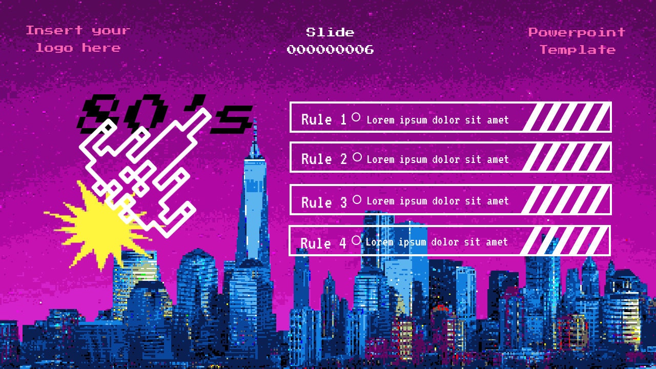 Retro 80's Game Powerpoint Template | Google Slides | WPS Office ...