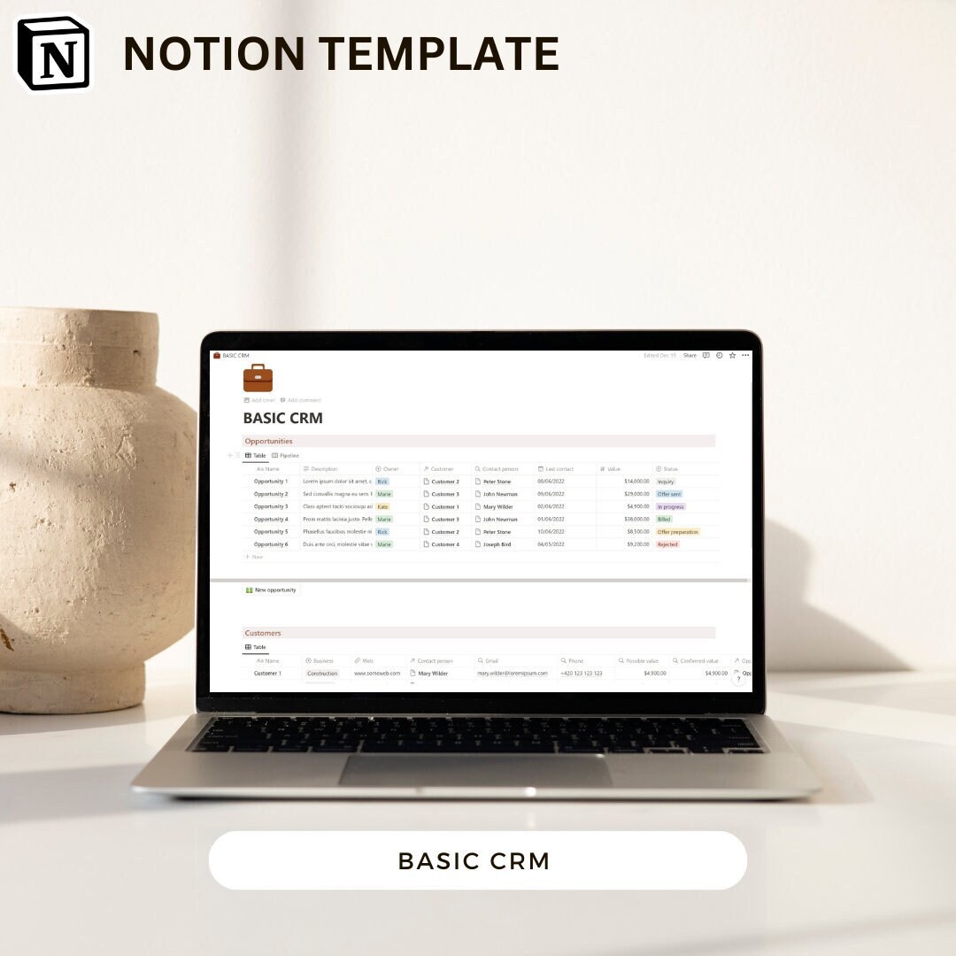Premium CRM Notion Template - Etsy