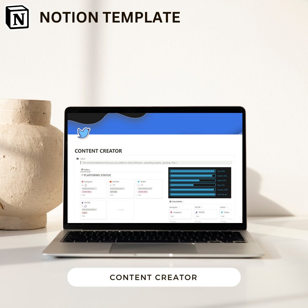 Content Creator Notion Templates - Etsy