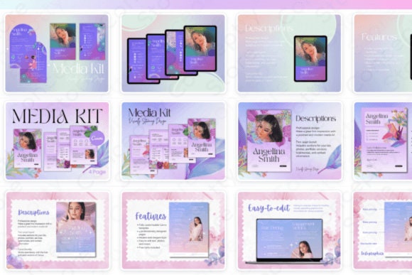 Sweet Pink & Purple Gradient Canva Template: 36 Pages. Empower Your ...