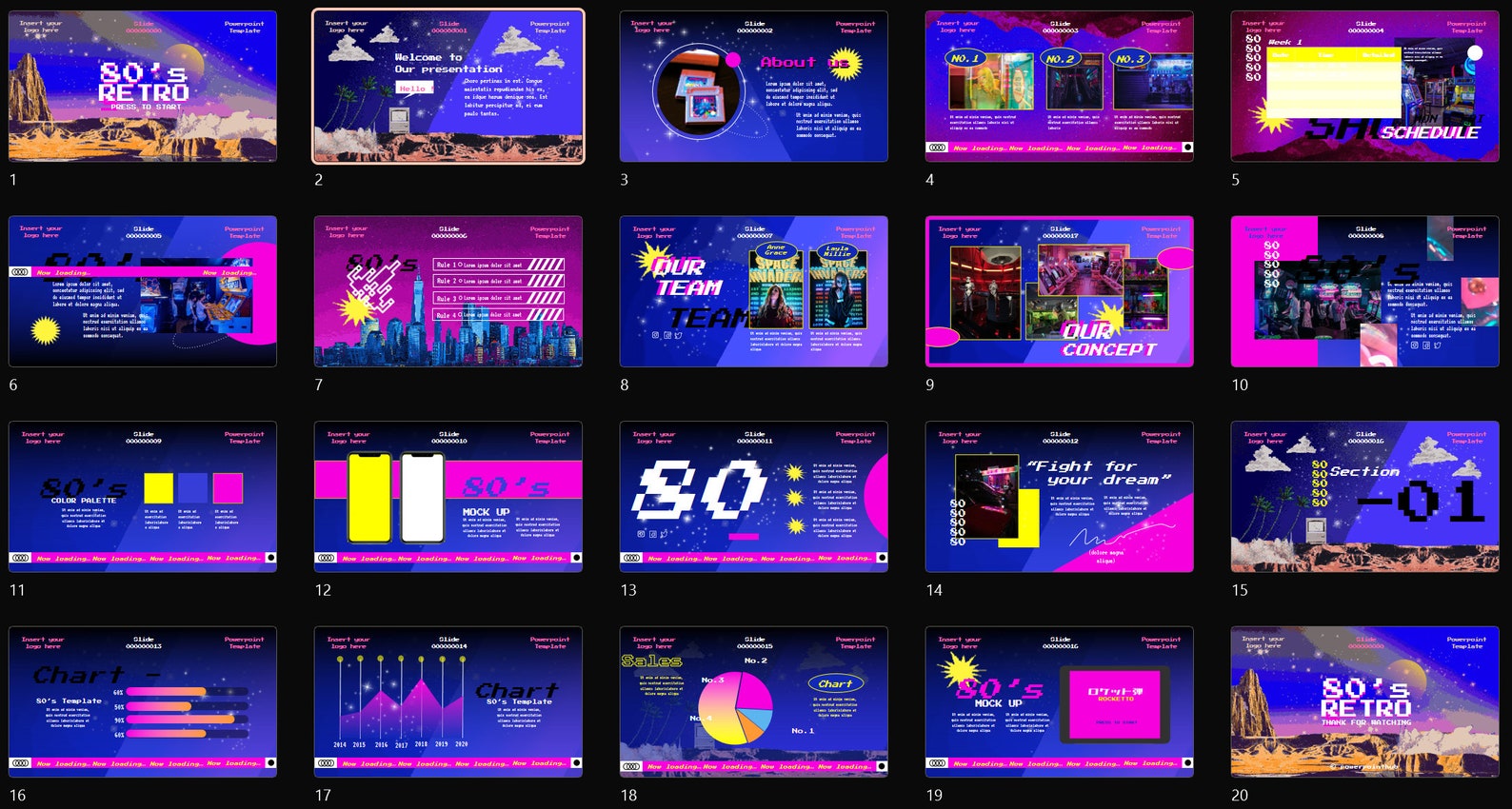 Retro 80's Game Powerpoint Template | Google Slides | WPS Office ...
