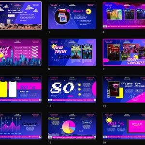 Retro 80's Game Powerpoint Template | Google Slides | WPS Office ...