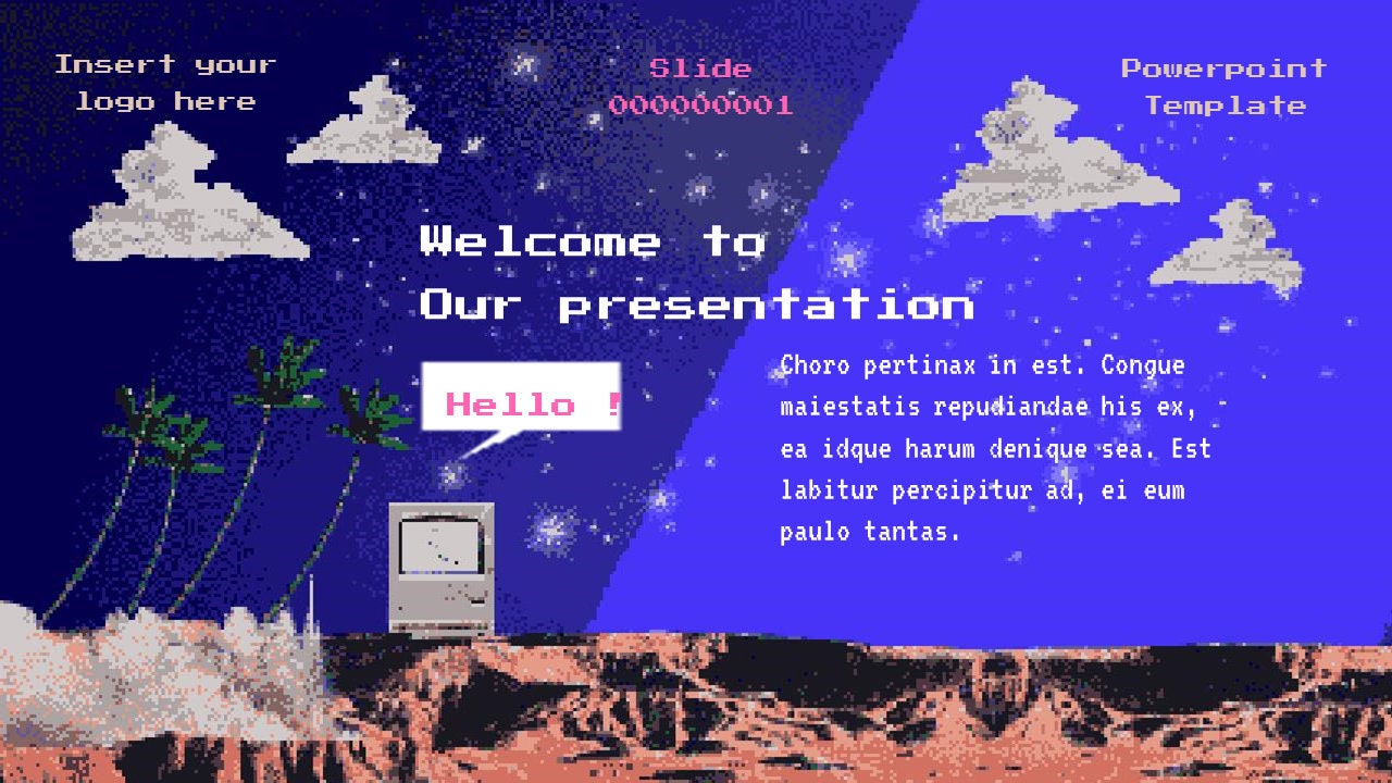 Retro 80's Game Powerpoint Template | Google Slides | WPS Office ...