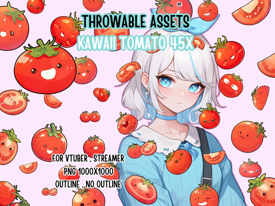 Throwable Assets Kawaii Tomato 45x ,2D Digital Assets,stream Decoration,cute Throwable,vtuber ...
