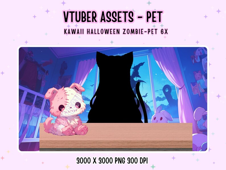 Vtuber Assets,vtuber Pet ,6x Kawaii Halloween Zombie-pet for Vtuber ...