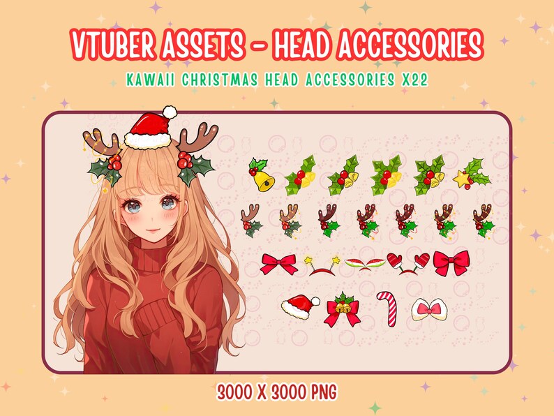 Vtuber Assets,kawaii Christmas Head Accessories X22,2d Digital Assets ...