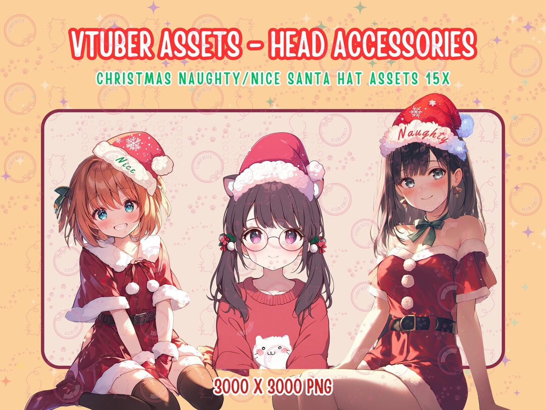 Vtuber Assets,kawaii Christmas Naughty/nice Santa Hat Assets 15x,2d ...