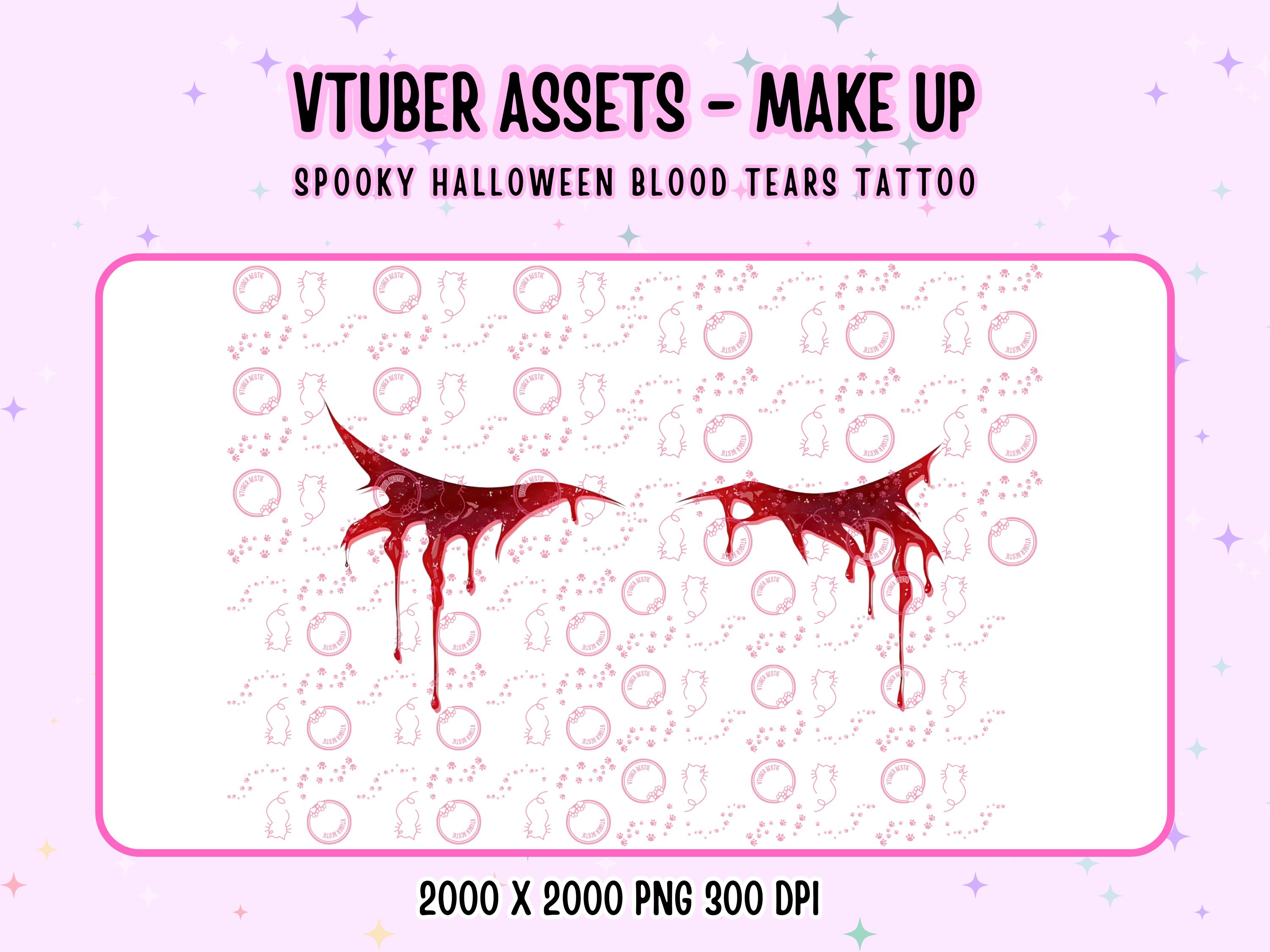 Vtuber Halloween Assets Spooky Blood Tears Tattoo ,2D Digital Assets ...