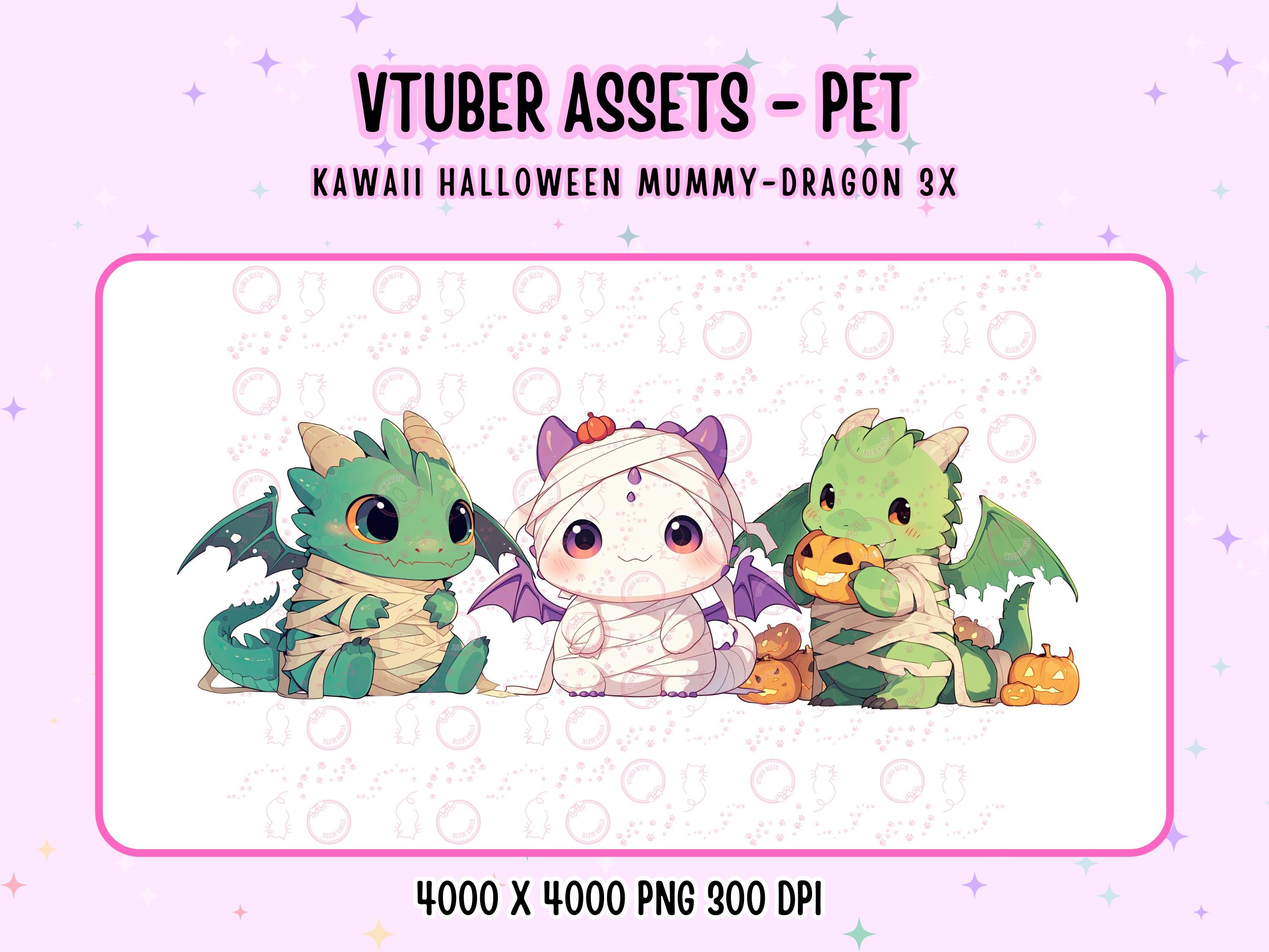 Vtuber Assets,vtuber Pet ,3x Kawaii Halloween Mummy-dragon for Vtuber ...