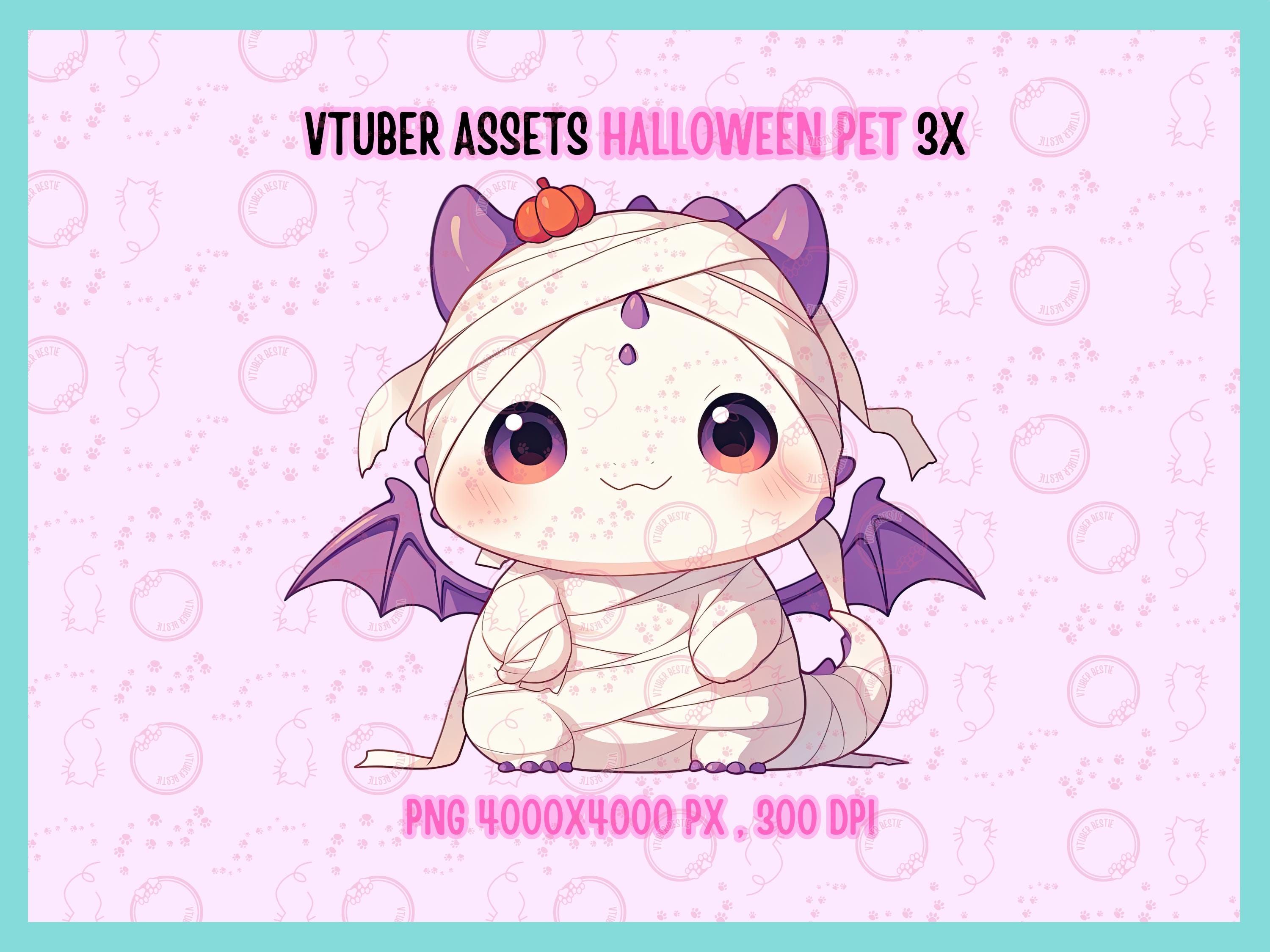 Vtuber Assets,vtuber Pet ,3x Kawaii Halloween Mummy-dragon for Vtuber ...