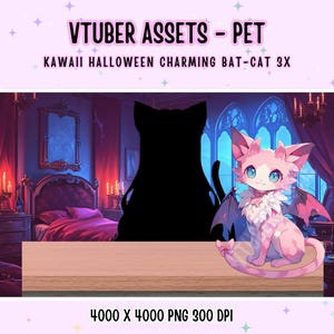 Vtuber Assets,vtuber Pet ,3x Kawaii Halloween Charming Bat-cat for ...