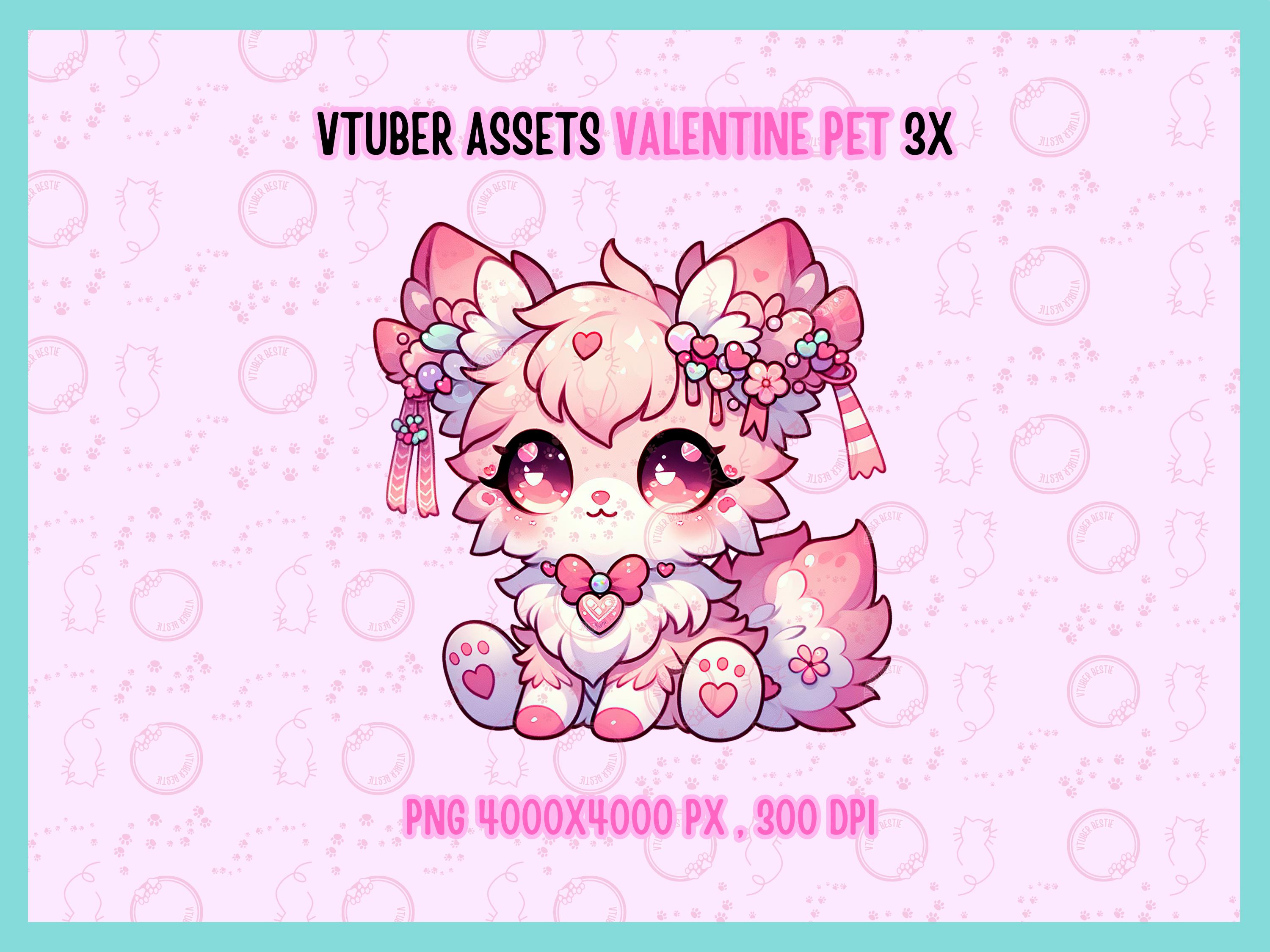 Vtuber Assets, Vtuber Pet ,3x Kawaii Valentine Mythical Creature for ...