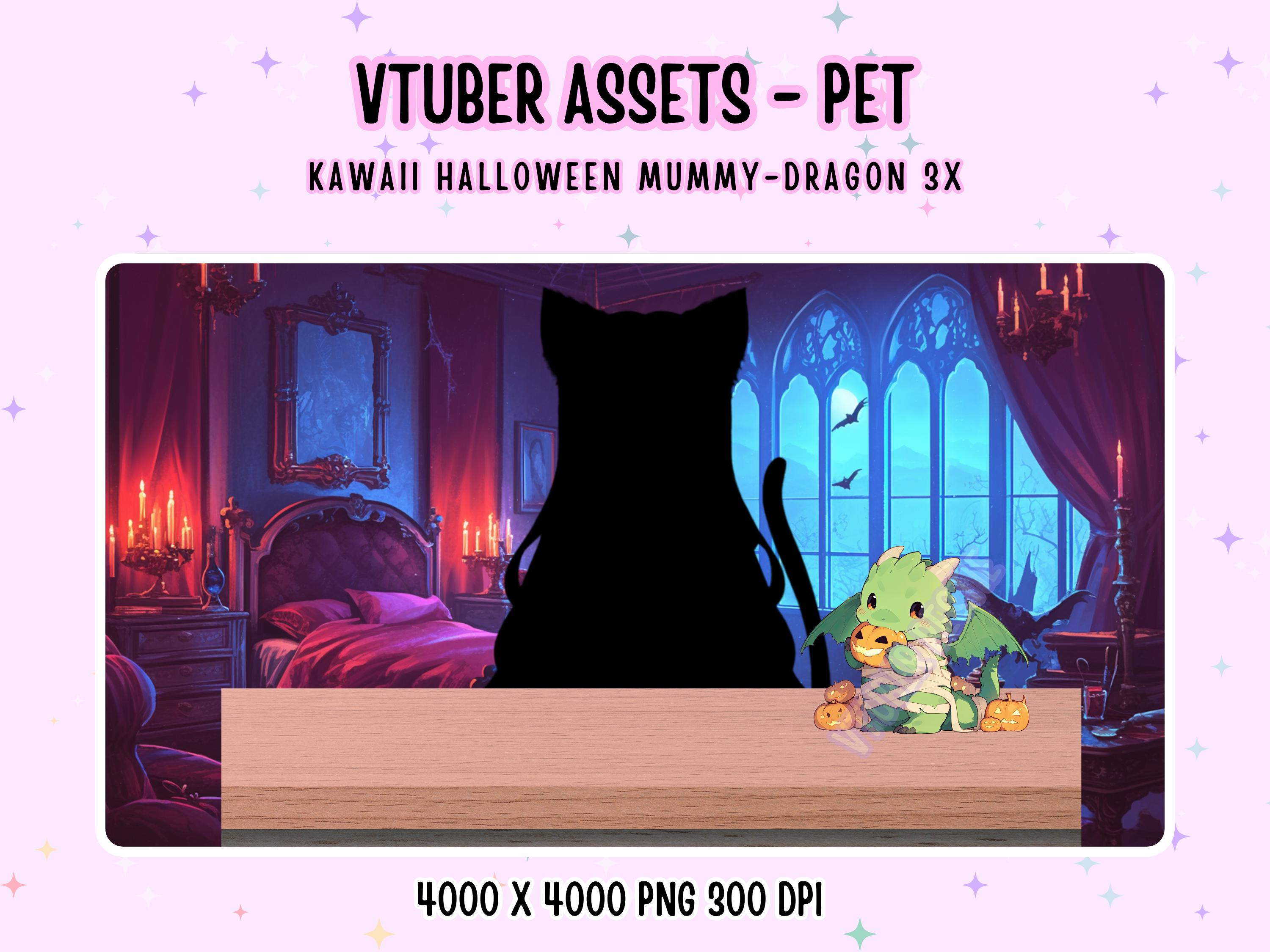 Vtuber Assets,vtuber Pet ,3x Kawaii Halloween Mummy-dragon for Vtuber ...