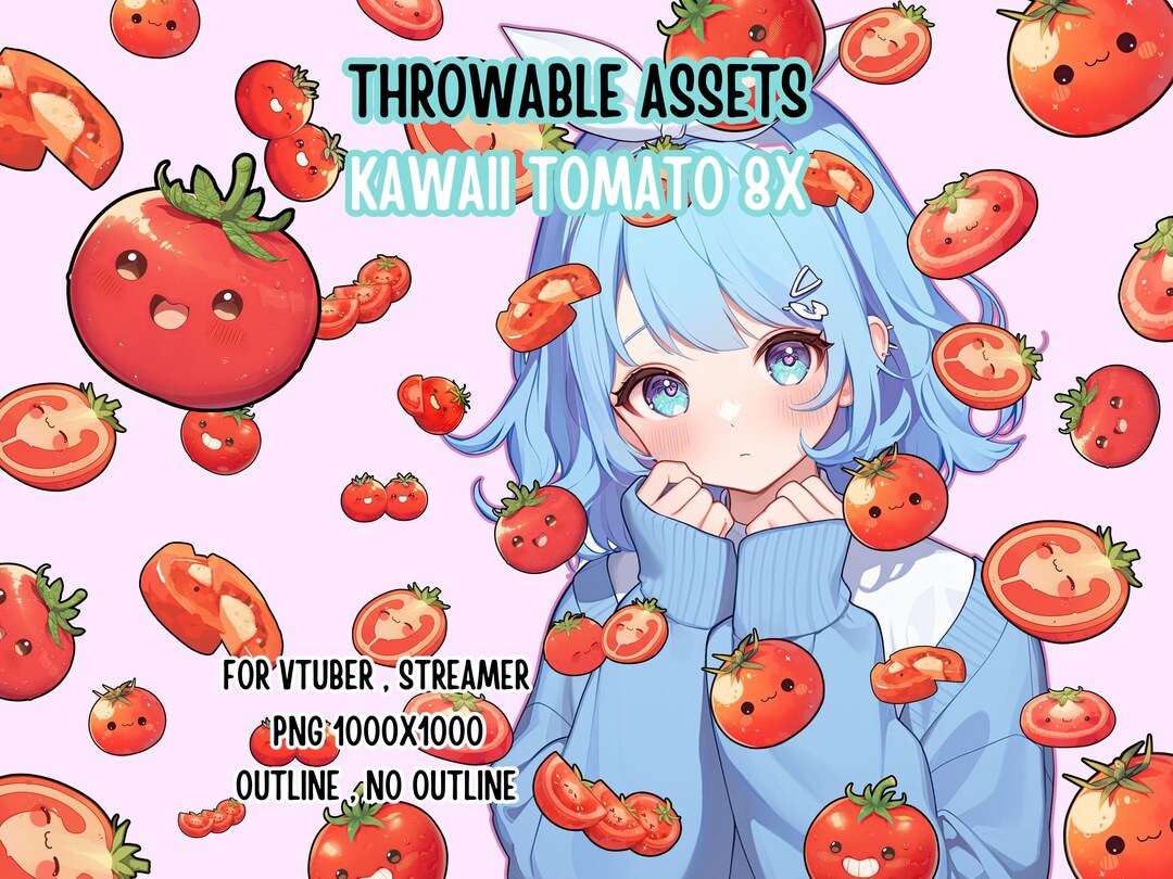 Throwable Assets Kawaii Tomato 8x ,2D Digital Assets,stream Decoration ...
