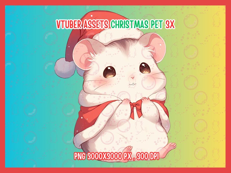 Vtuber Assets,vtuber Pet,3x Kawaii Baby Hamster in Christmas Outfit ...